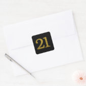 Gold Glitter Number 21 Wide Font Square Sticker | Zazzle
