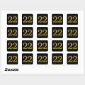 Gold Glitter Number 22 Wide Font Square Sticker | Zazzle