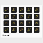 Gold Glitter Number 25 Square Sticker | Zazzle