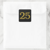 Gold Glitter Number 25 Wide Font Square Sticker | Zazzle