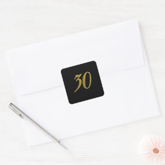 Gold Glitter Number 30 Square Sticker | Zazzle