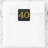 Gold Glitter Number 40 Wide Font Square Sticker | Zazzle