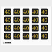 Gold Glitter Number 40 Wide Font Square Sticker | Zazzle