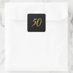 Gold Glitter Number 50 Square Sticker | Zazzle