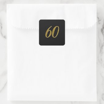 Gold Glitter Number 60 Square Sticker | Zazzle