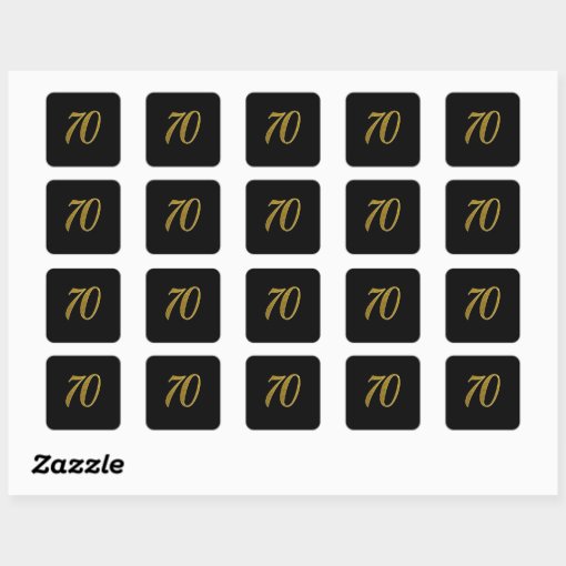 Gold Glitter Number 70 Square Sticker | Zazzle