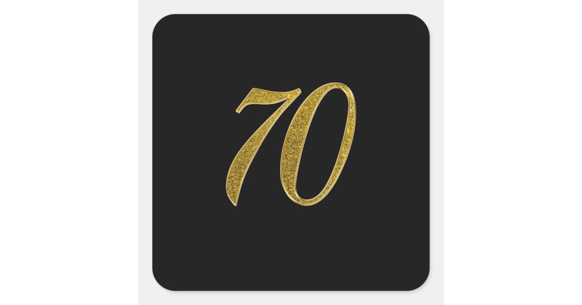 Gold Glitter Number 70 Square Sticker | Zazzle