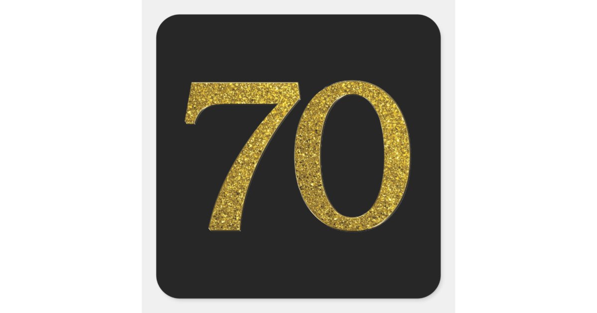 Gold Glitter Number 70 Wide Font Square Sticker | Zazzle