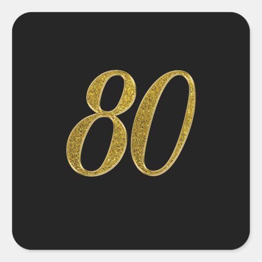 Gold Glitter Number 80 Square Sticker | Zazzle.com