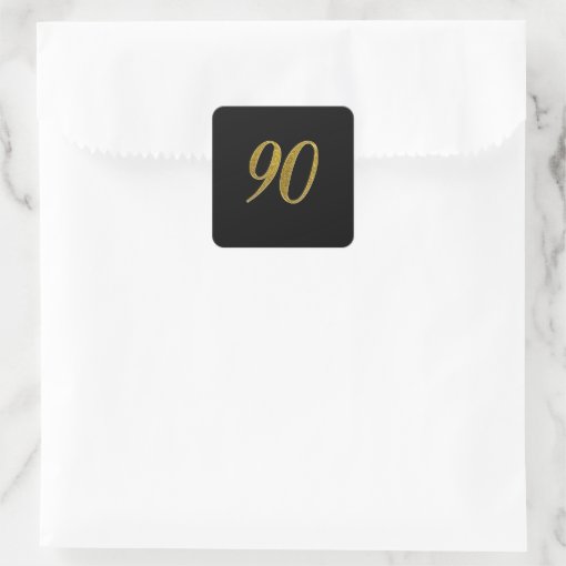 Gold Glitter Number 90 Square Sticker | Zazzle