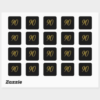 Gold Glitter Number 90 Square Sticker | Zazzle
