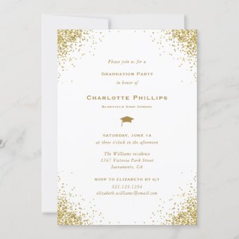 Gold Glitter Photo Graduation Party Invitation | Zazzle