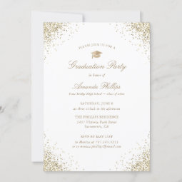 Gold Glitter Photo Graduation Party Invitation | Zazzle
