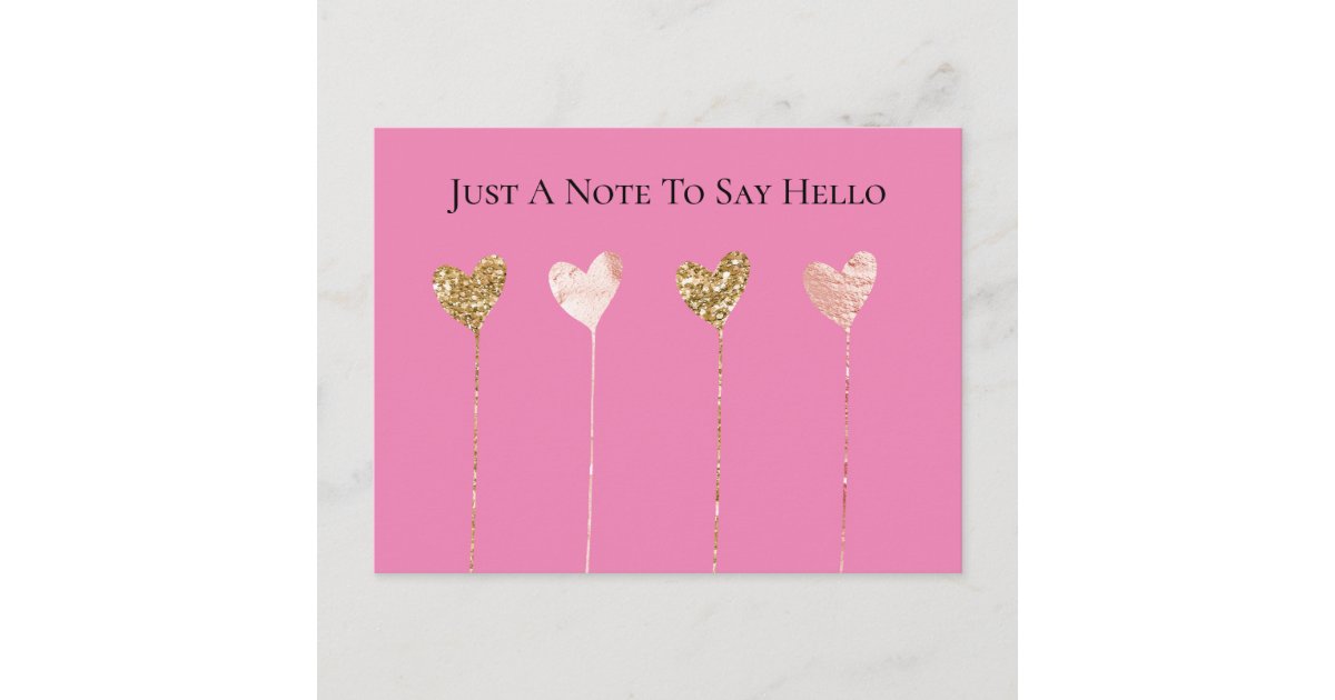 Gold Glitter Pink Glam Heart Strings Birthday Postcard | Zazzle