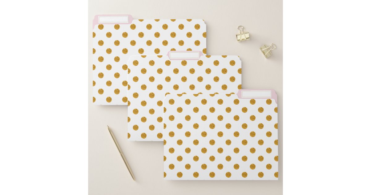 Gold Glitter Polka Dots File Folder | Zazzle