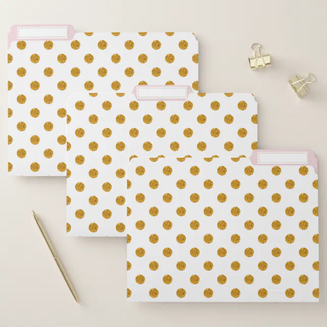 Gold Glitter Polka Dots File Folder | Zazzle