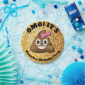 Gold Glitter Poop Emoji Girl Paper Plates | Zazzle