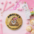 Gold Glitter Poop Emoji Girl Paper Plates | Zazzle