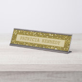 Gold Glitter Print Desk Name Plate | Zazzle