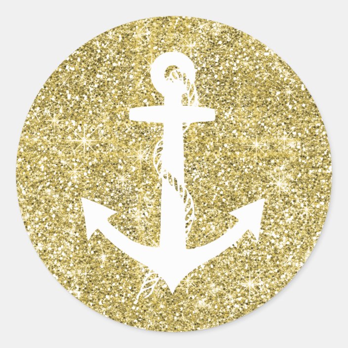 Gold Glitter Print Nautical Anchor Stickers | Zazzle.com