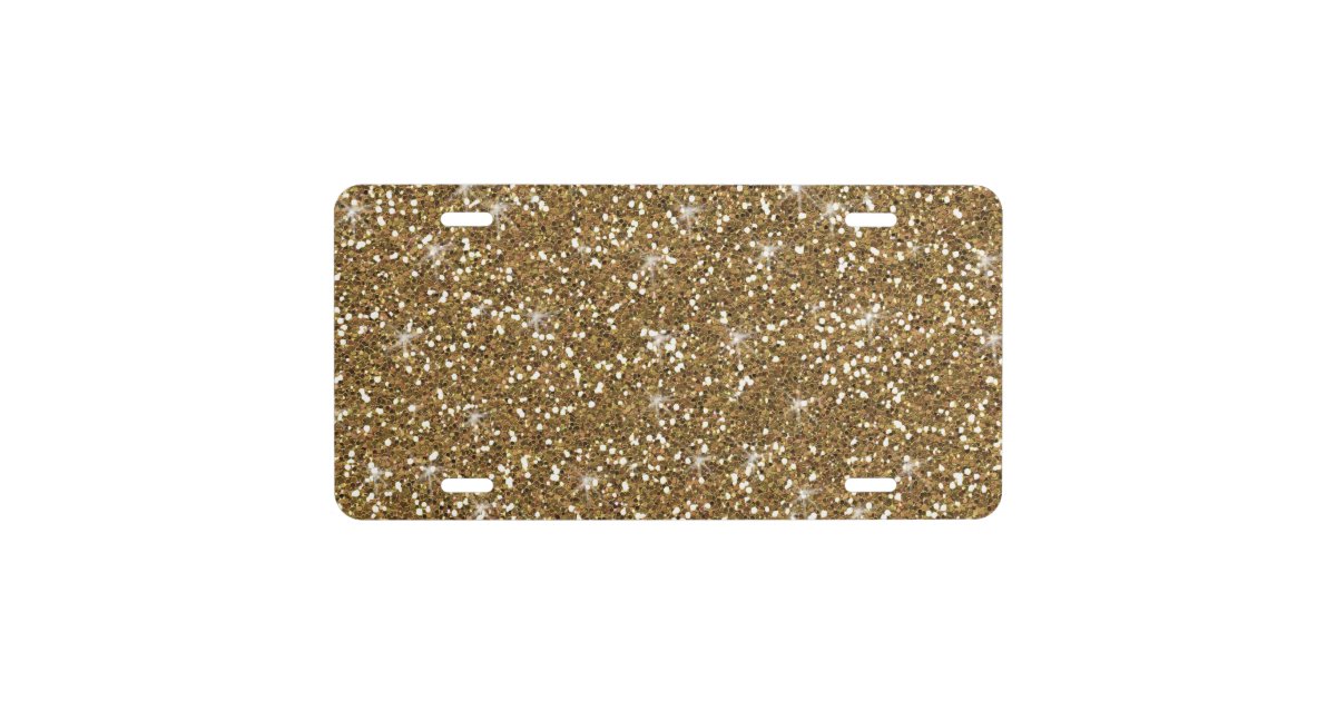 Gold Glitter Printed License Plate | Zazzle
