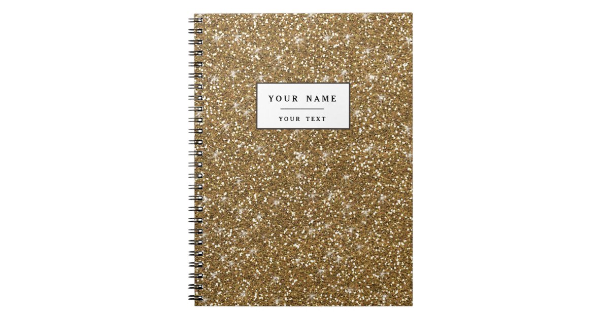 Gold Glitter Printed Notebook | Zazzle