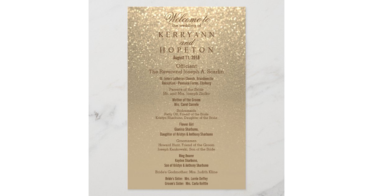 Gold Glitter - Program | Zazzle