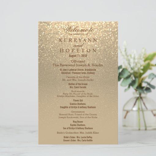 Gold Glitter - Program | Zazzle