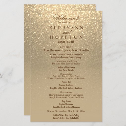 Gold Glitter - Program | Zazzle