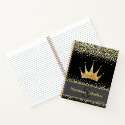 Gold Glitter Queen and Princess Crown Notebook | Zazzle
