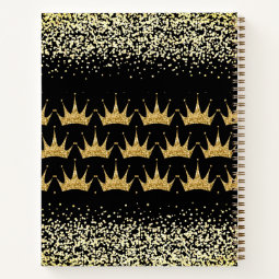 Gold Glitter Queen and Princess Crown Notebook | Zazzle