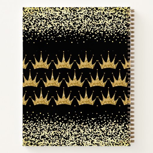 Gold Glitter Queen and Princess Crown Notebook | Zazzle