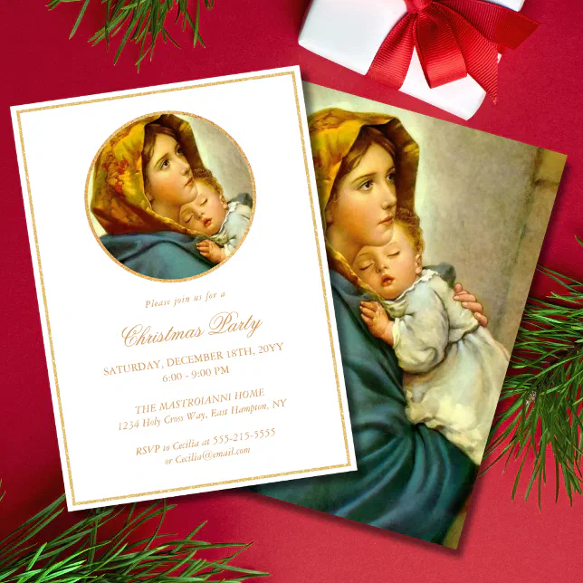 Gold Glitter Religious Christmas Party Invitation | Zazzle