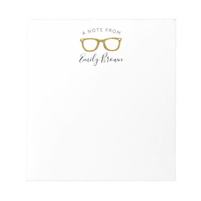 Gold Glitter Retro Glasses Note Pad | Zazzle.com