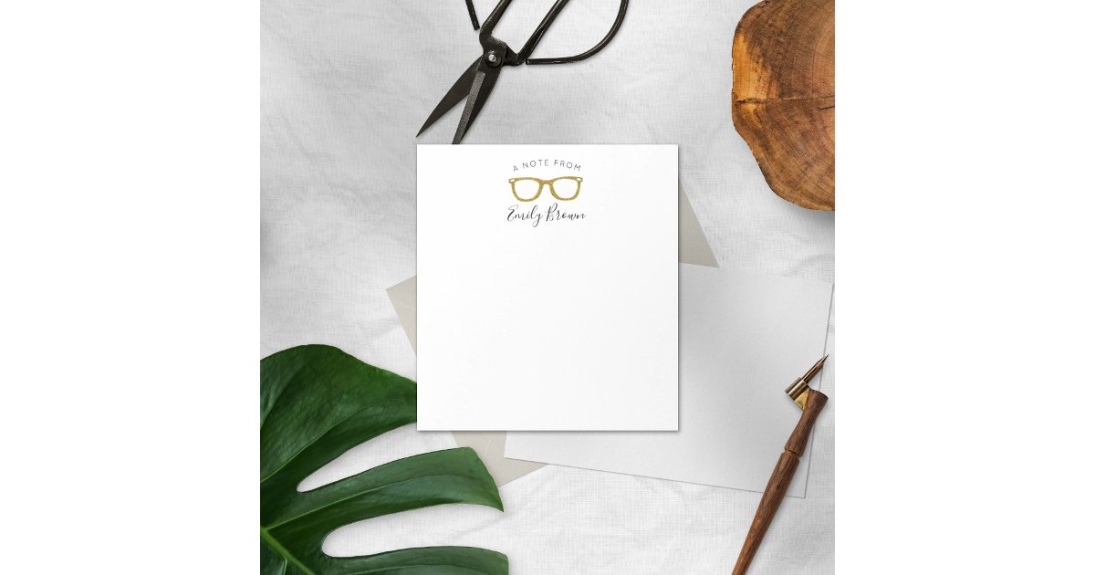 Gold Glitter Retro Glasses Note Pad | Zazzle