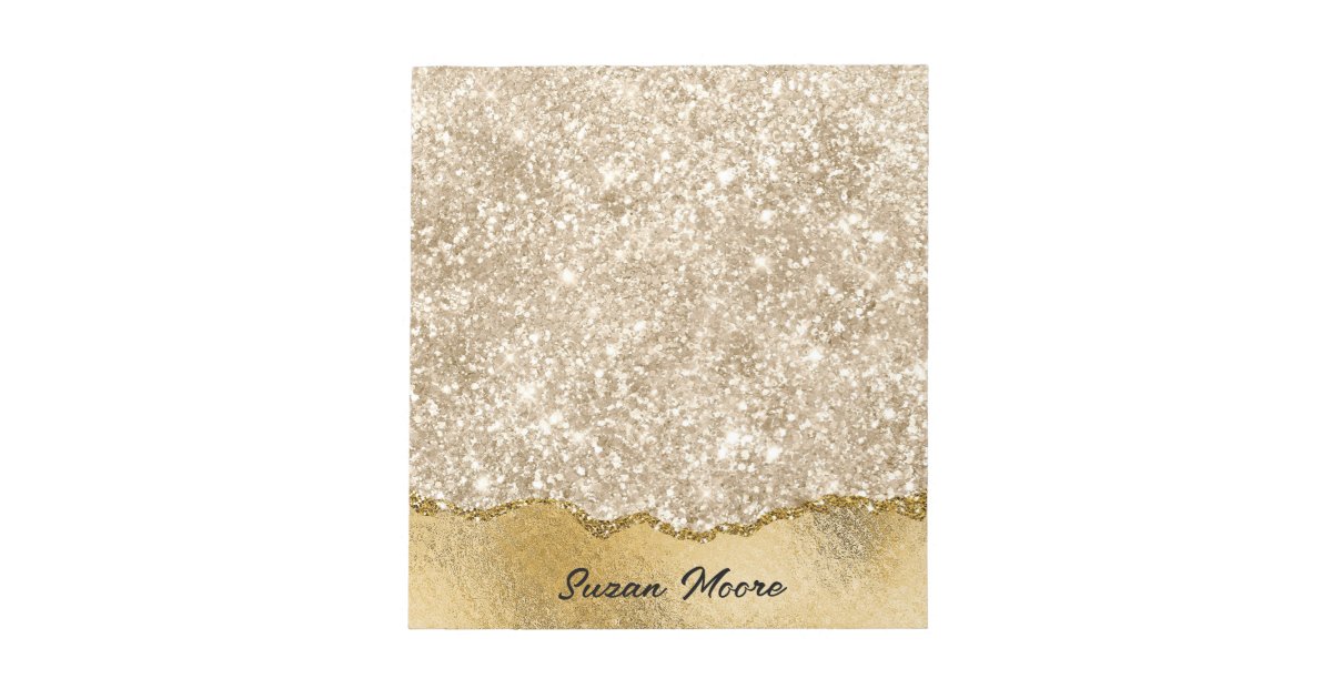Gold Glitter Ripped Foil Paper Personalized Notepad | Zazzle