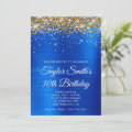 Gold Glitter Royal Blue 30th Birthday Invitation | Zazzle