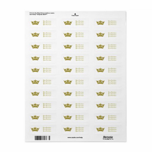 Gold Glitter Royal Crown Princess Address Labels | Zazzle