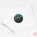 Gold Glitter Script Thank You For Coming Blue Classic Round Sticker ...
