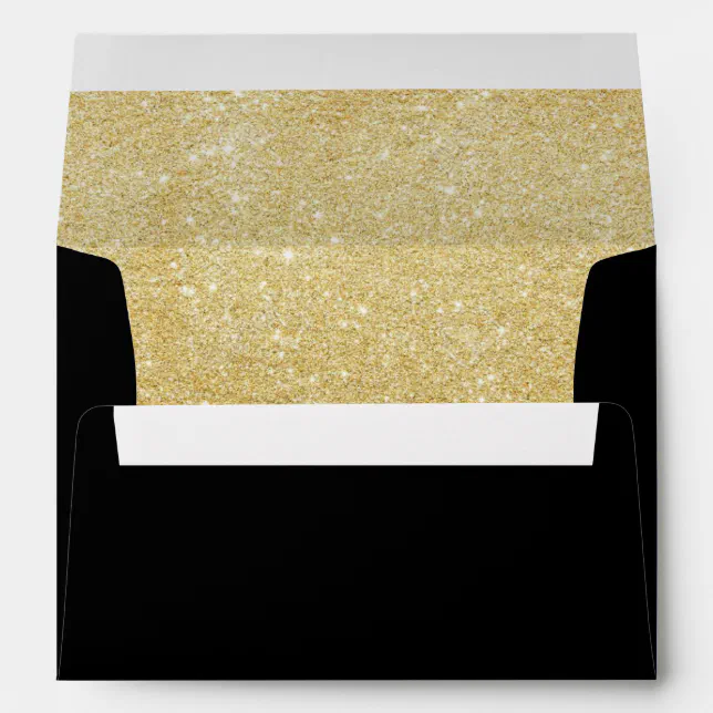 Gold Glitter Simple Modern Black & Gold Luxury Envelope | Zazzle