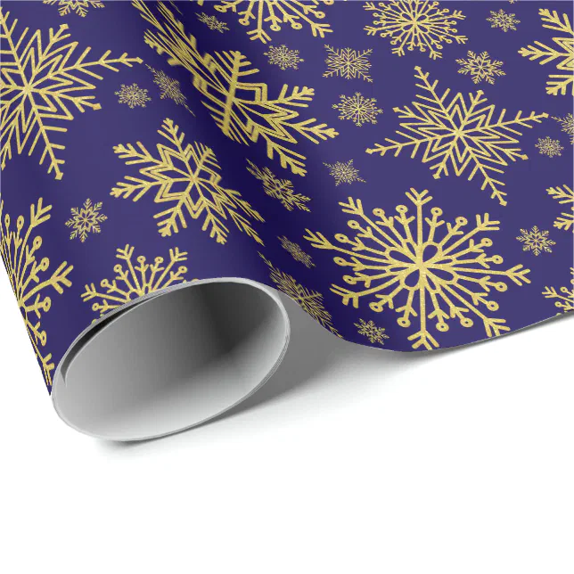 Gold Glitter Snowflakes Wrapping Paper | Zazzle