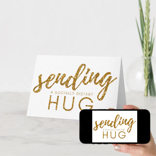 Gold Glitter Social Distancing Hug Card | Zazzle