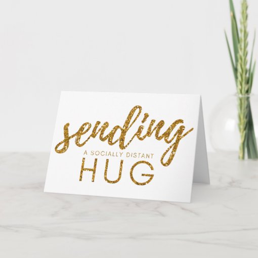 Gold Glitter Social Distancing Hug Card | Zazzle