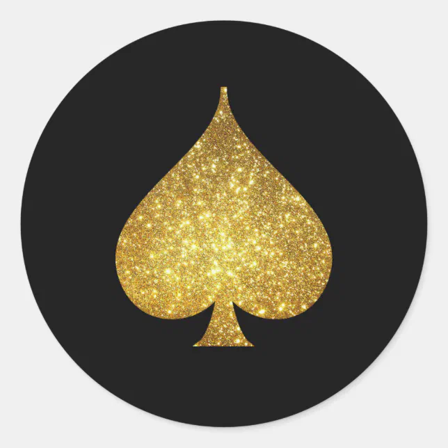 Gold Glitter Spade Symbol Sticker | Zazzle