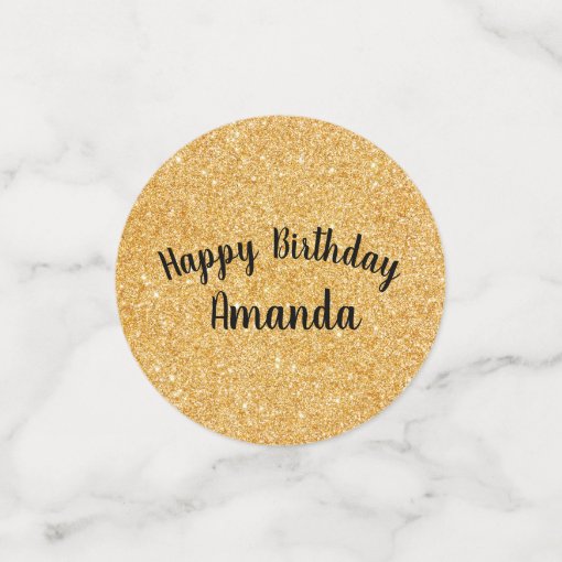 Gold Glitter Sparkle Happy Birthday Custom Confetti | Zazzle