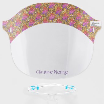Gold | Glitter Sparkle | Tree | Christmas Face Shield | Zazzle