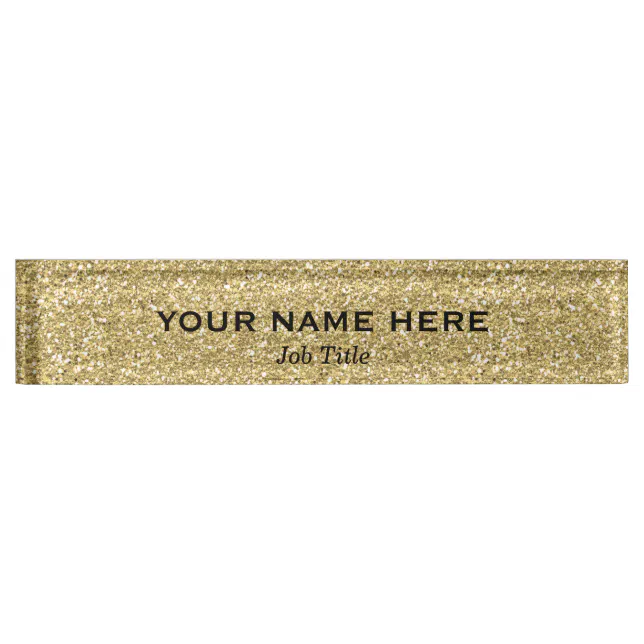 Gold Glitter Sparkle Trendy Glam Personalized Name Plate | Zazzle