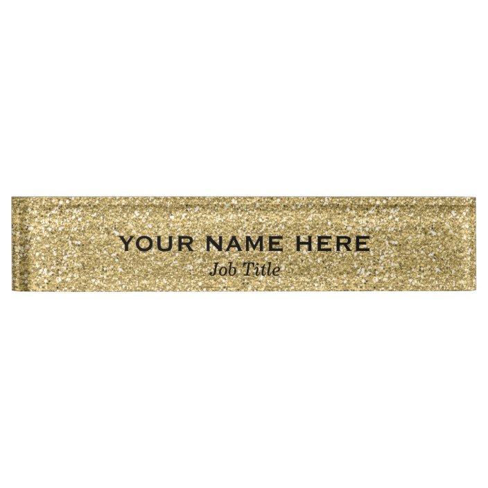 Gold Glitter Sparkle Trendy Glam Personalized Name Plate | Zazzle.com