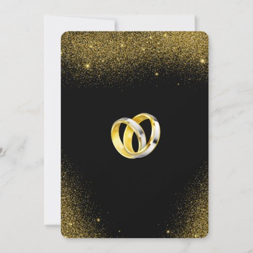 Gold Glitter Sparkles Black Background Invitation | Zazzle