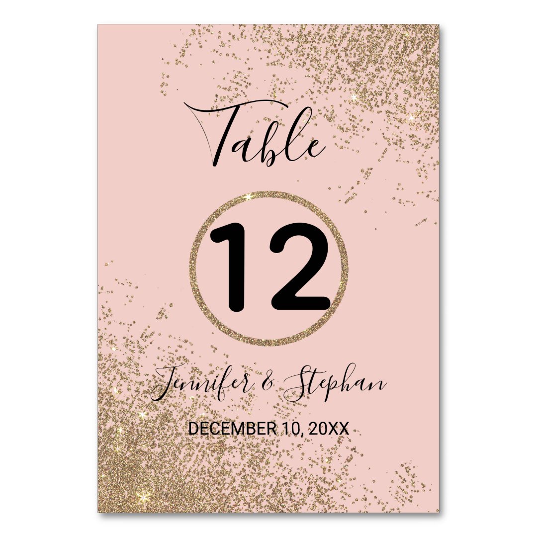 Gold Glitter Sparkles Blush Pink Table Numbers | Zazzle